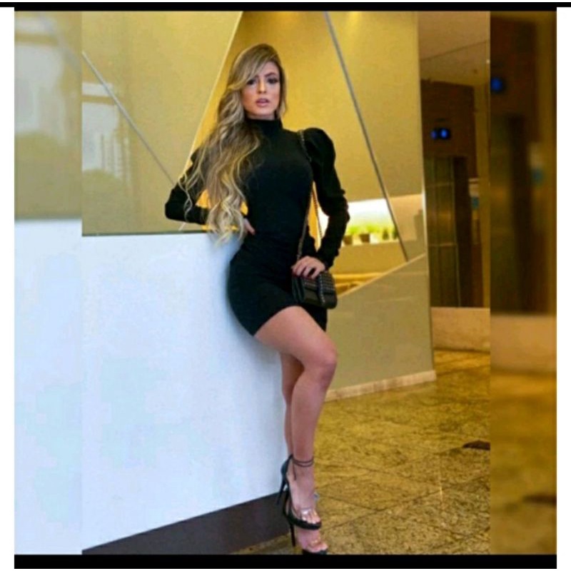 Vestido Curto Canelado Manga Longa Princesa bufante | Shopee Brasil Vestido Curto Canelado Manga Longa Princesa bufante | Shopee Brasil