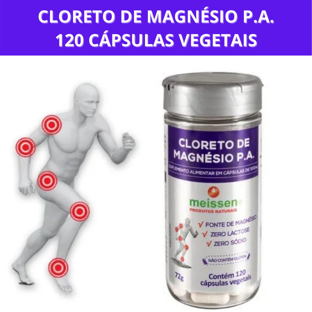 Cloreto De Magnésio Pa 120 Cápsulas Vegetais 500mg - Meissen | Shopee Brasil
