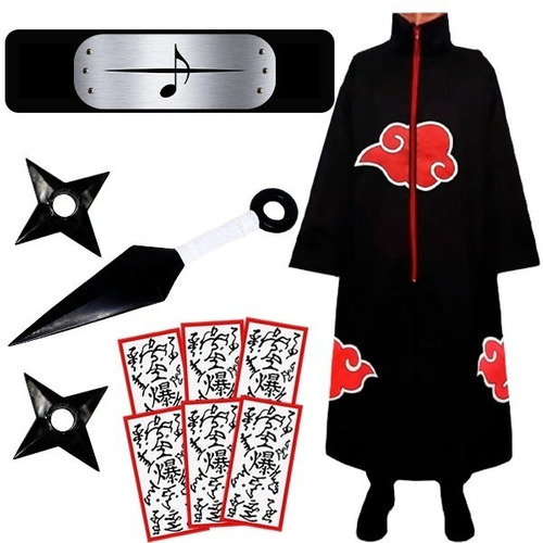 Kit Orochimaru Manto Akatsuki Bandana Kunai Shuriken Sasuke | Shopee Brasil