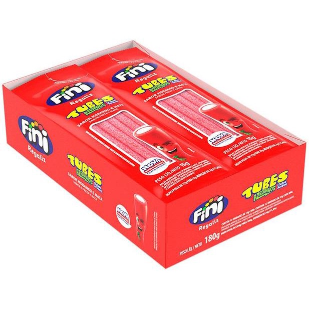 Fini Tubes - Azedinho - Sabor Morango e Nata - Caixa com 180g - 12un de ...