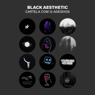 Cartela com 12 adesivos de Black Aesthetic | Sticker Sheet com 12 ...