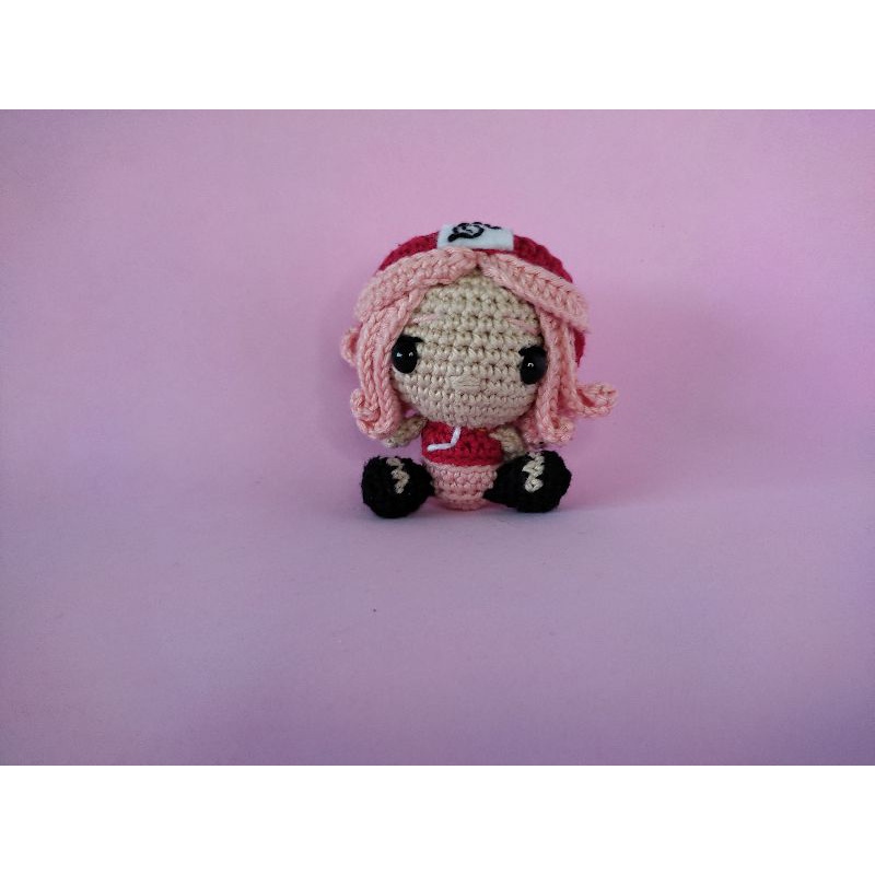 Mini Sakura Haruno, Chaveiro Crochê, Amigurumi Naruto Uzumaki, Produto ...