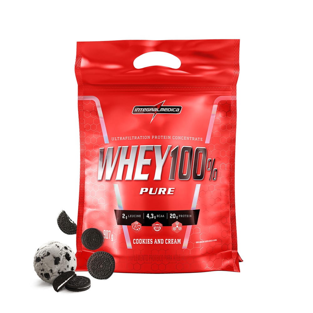 Whey 100% Pure (907g) Cookies & Cream Integralmedica | Shopee Brasil