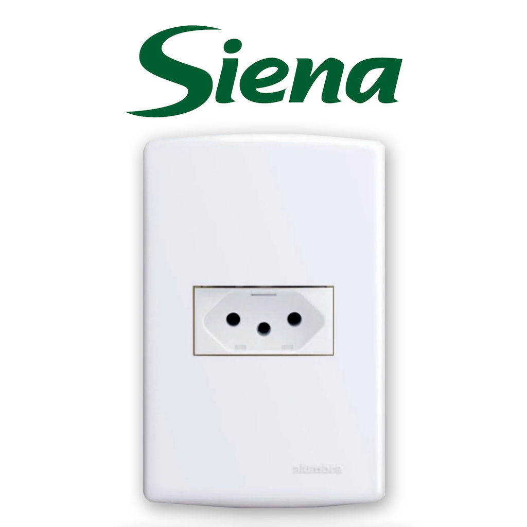 Conjunto Tomada 2P+T 10A Branca Com Placa Linha Siena - Alumbra | Shopee Brasil
