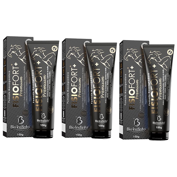 Kit com 3 Pomadas Fisiofort Premium 150g Bio Instinto - Escorrega o Preço