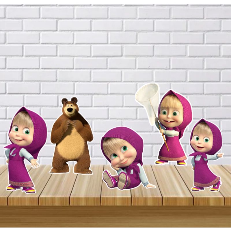 Kit com 5 display Tema Marsha e o urso | Shopee Brasil