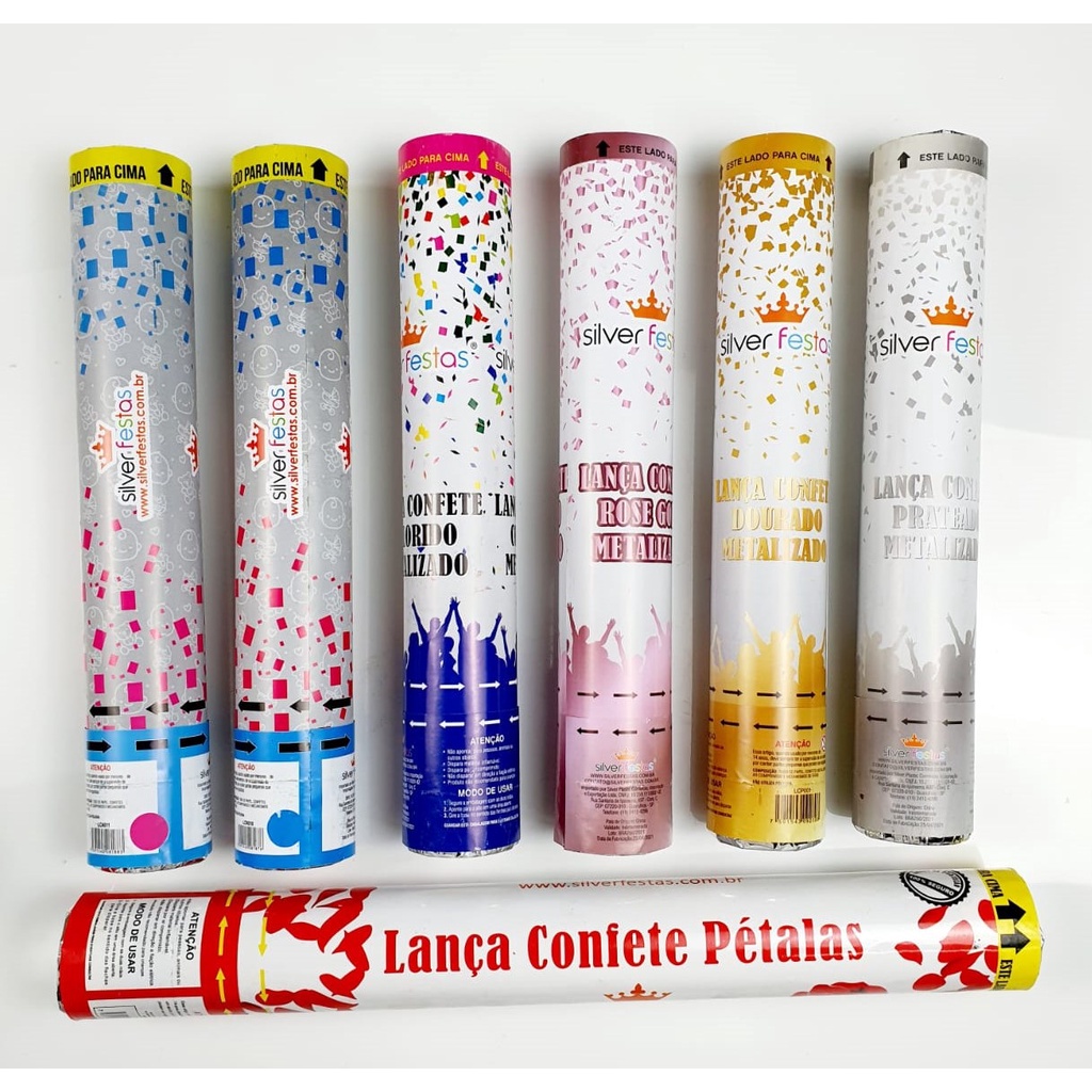 Lança Confetes Eco Dourado Prata Multicolor Festas Eventos Aniversarios ...
