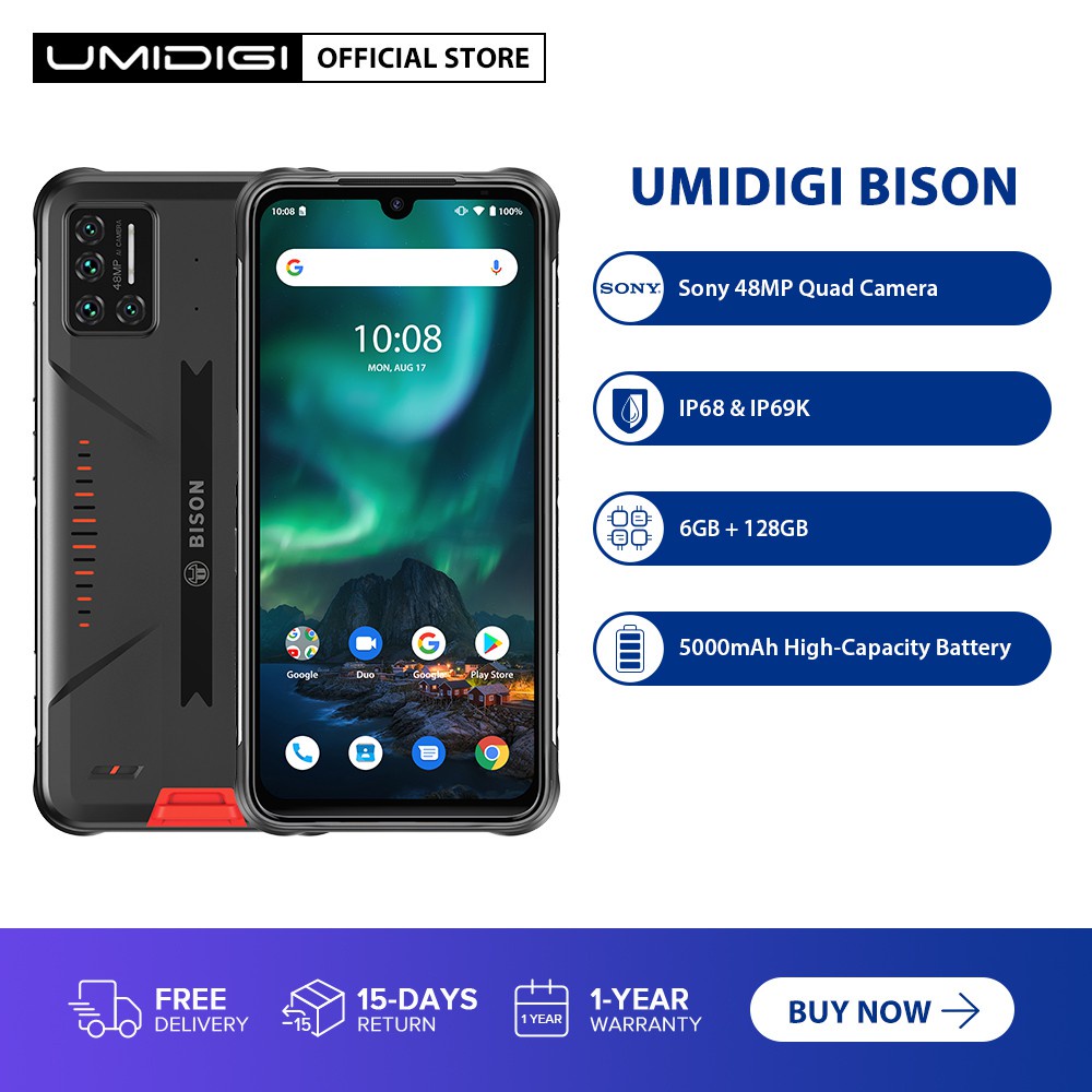 UMIDIGI Bison IP68/IP69K Smartphones Robusto À Prova D'água 6GB + 128GB ...
