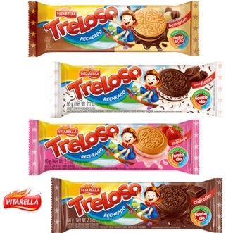 KIT COM 4 Biscoitos Bolacha Recheado Treloso - Vitarella 60g ...