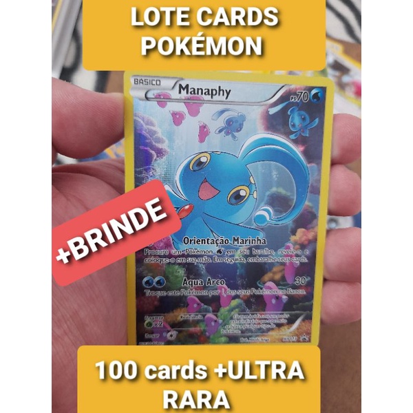 Cards Pokémon Lote Com 100 Cartas Ultra Rara Brindes Originais Copag