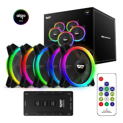 Cooler Fan Aigo Dr12 Pro Rgb D/face 6 Fans +controladora+ir - Corre Que ...