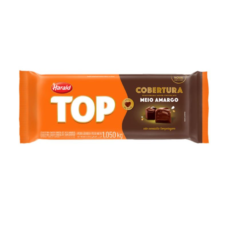 Cobertura Top Sabor Chocolate Meio Amargo 1,050kg Barra - HARALD | Shopee Brasil