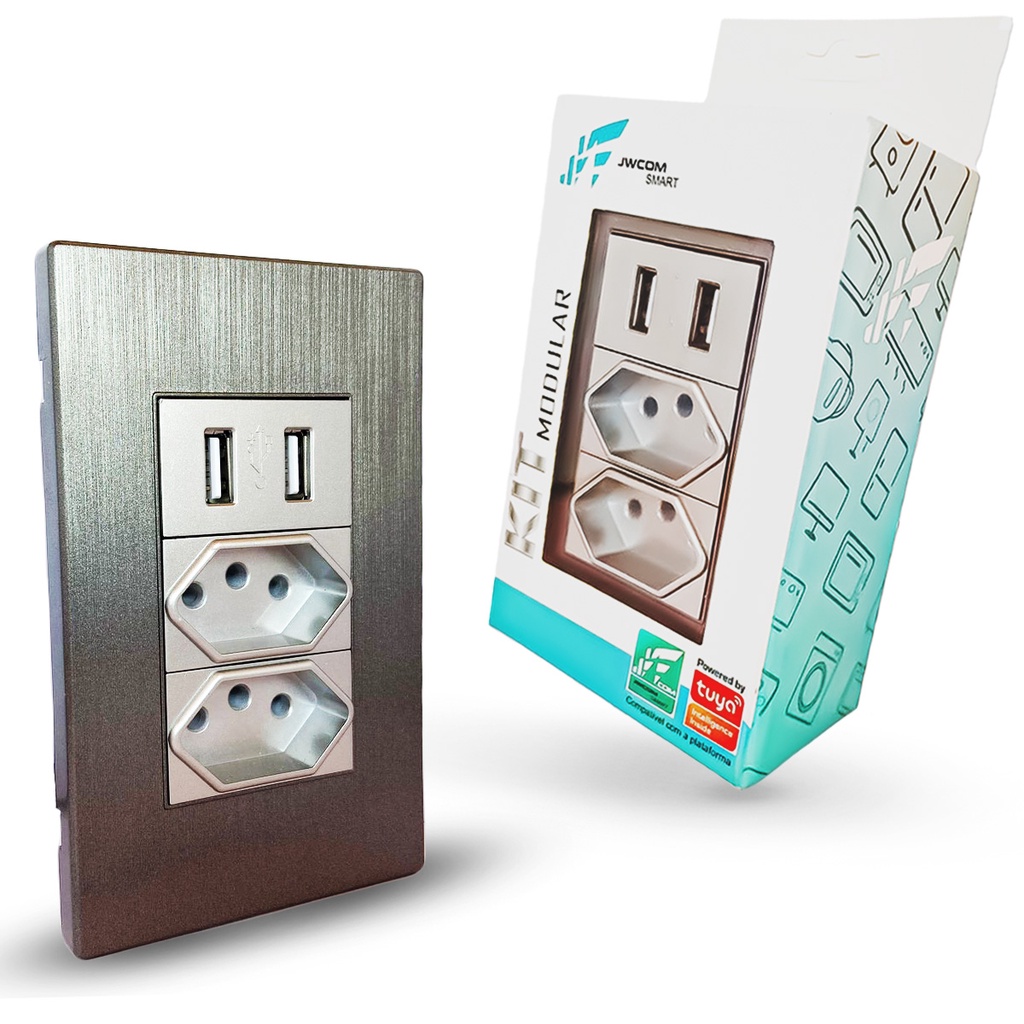 Tomada Com Usb Tomada Usb Parede Tomada 10a Jwcom | Shopee Brasil