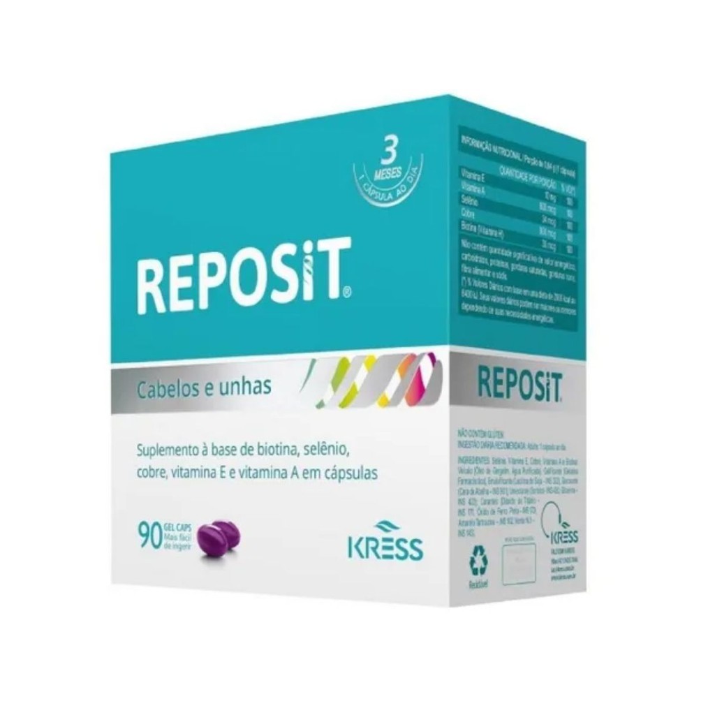 Reposit Fortalecedor Cabelos E Unhas Com Biotina 90 Gel Caps Kress ...