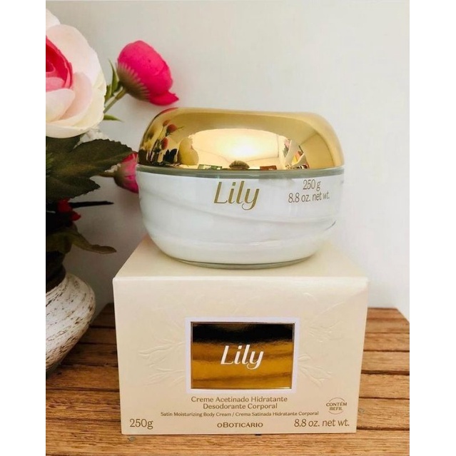 Creme Acetinado Hidratante Desodorante Corporal Lily 250g | Shopee Brasil