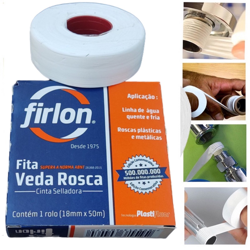 50 Metros de Fita Cinta Veda Rosca Firlon para Flanges, Torneiras ...