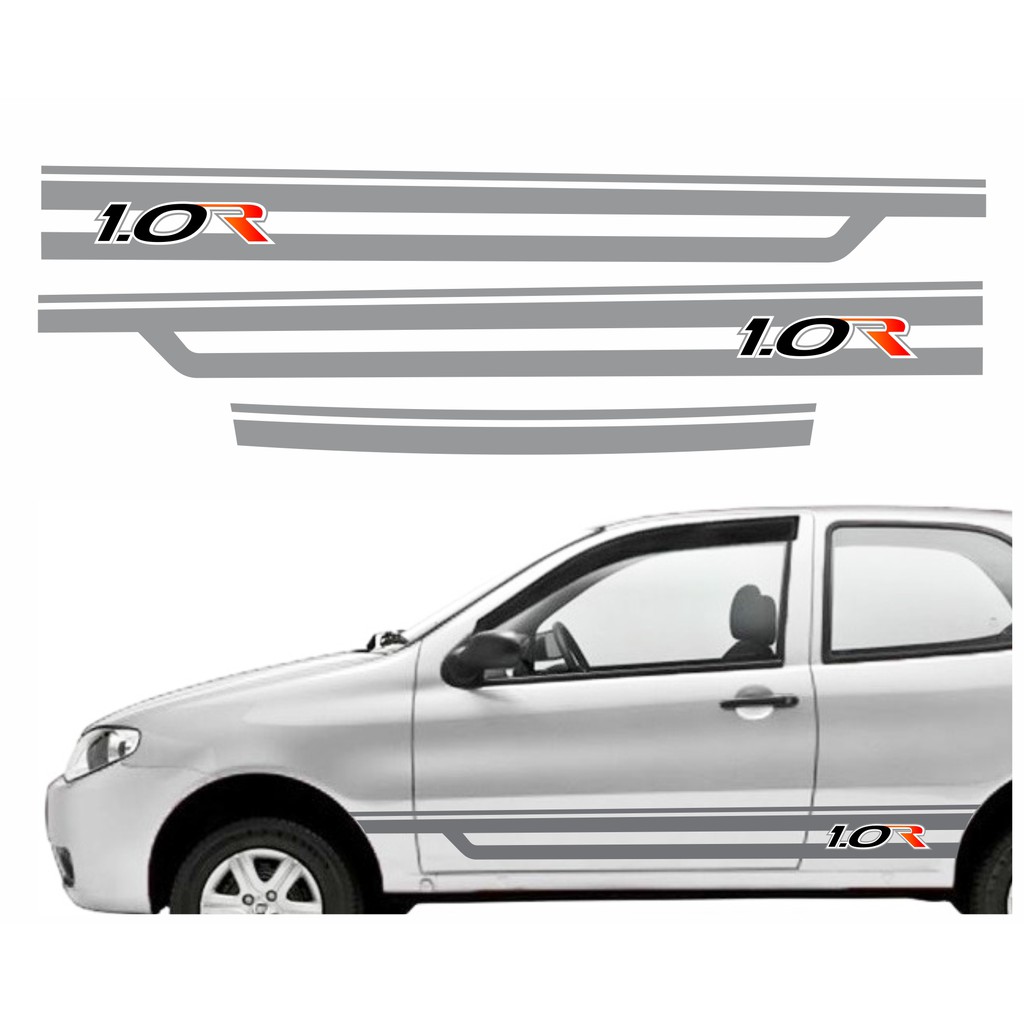 Kit Adesivos Palio 1.0r 1.0 2 Portas Faixas laterais Completo Carro R504 | Shopee Brasil