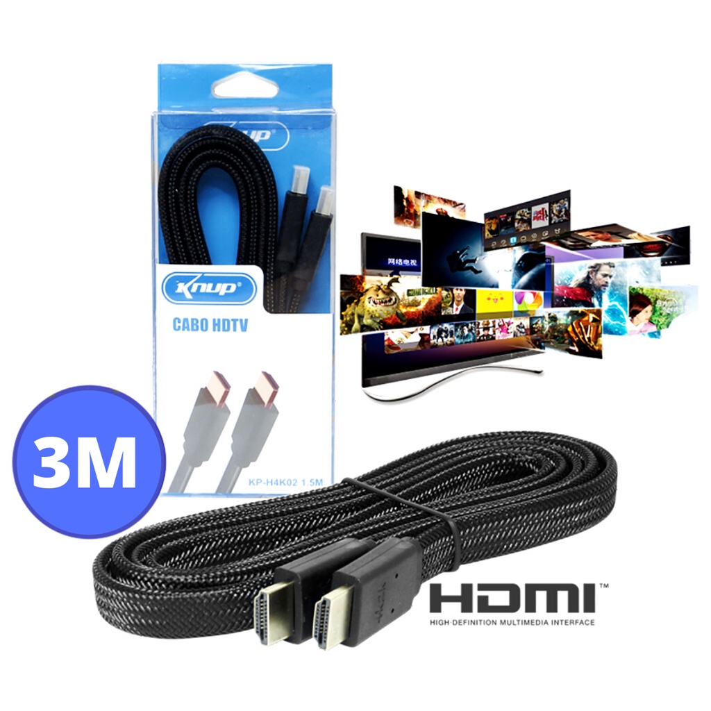 Cabo HDMI 1.4 FULL HD 1080P 4K 60 Hz 19 PINOS 3 METROS Para Video Game ...