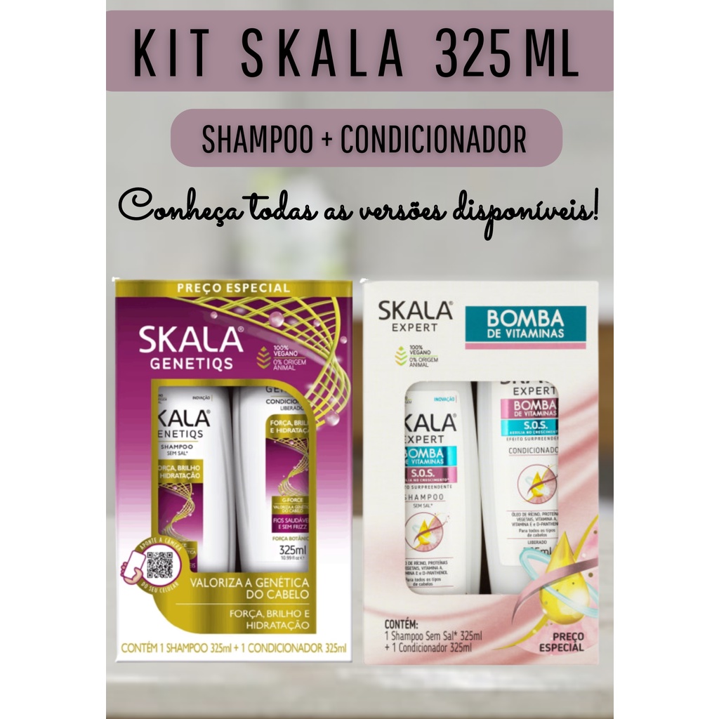 Kit Skala Expert Óleo de Côco (Shampoo 325ml+Condicionador 325ml+Creme ...