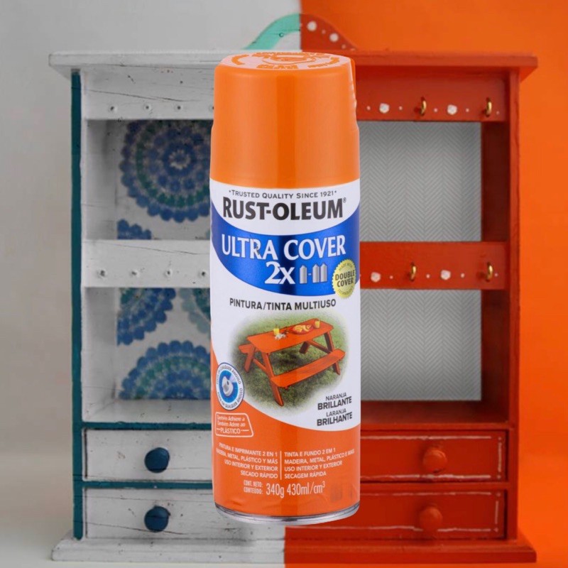 Tinta Spray Rust Oleum Ultra Cover para Madeira Metal Plastico - Laranja Brilhante | Shopee Brasil