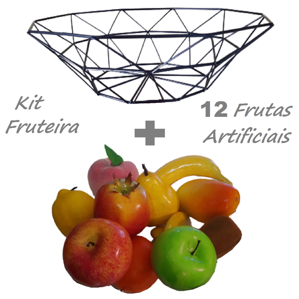 Kit Fruteira De Mesa Redonda 12 Fruta Artificial Decorativa | Shopee Brasil