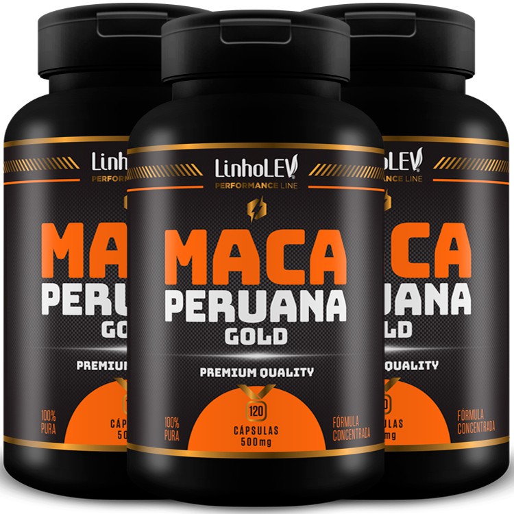 Maca Peruana Gold 100% Pura 3 Frascos 360 cápsulas | Shopee Brasil