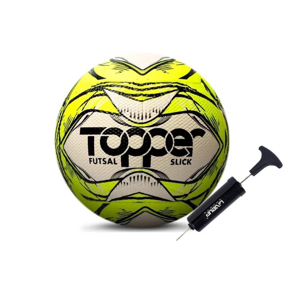 Kit Bola de Futebol de Futsal Slick Amarelo Neon Topper com Bomba ...