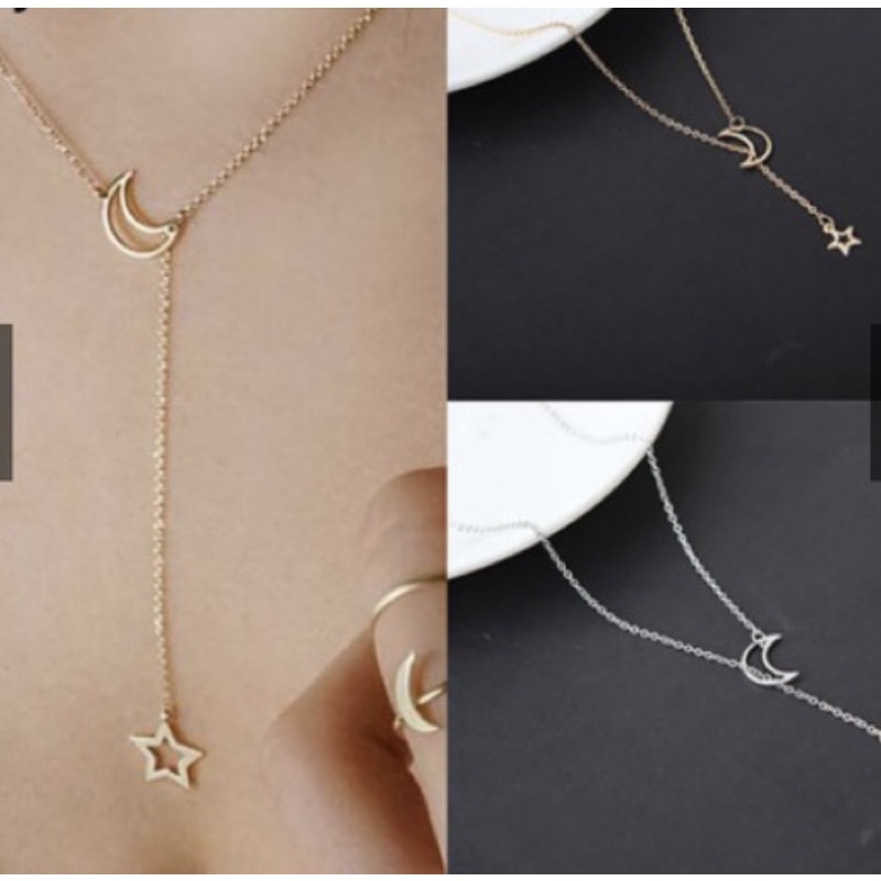Colar Lua e Estrela Prateado | Shopee Brasil
