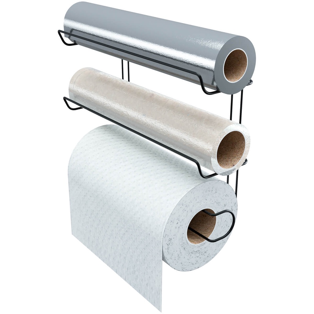 Suporte Rolos Porta Papel Toalha Alumínio PVC Plástico Filme de Parede ...