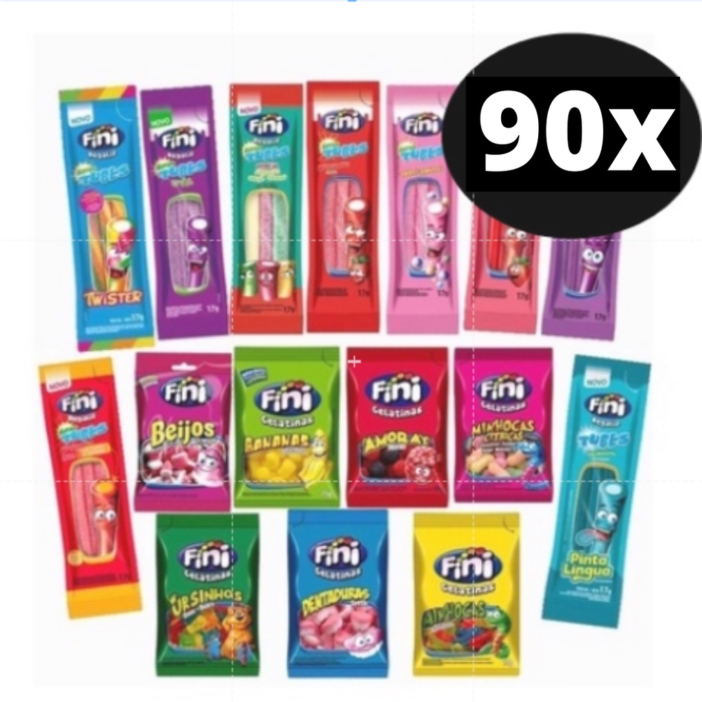 Kit com 90 pacotes Fini doce sabores diversos variados | Shopee Brasil