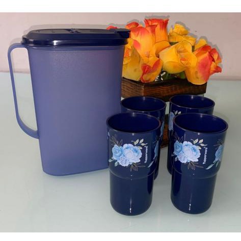 Jarra Perfeita 1,8 Litros e 4 Copos Colors 350ml Azul Tupperware ...