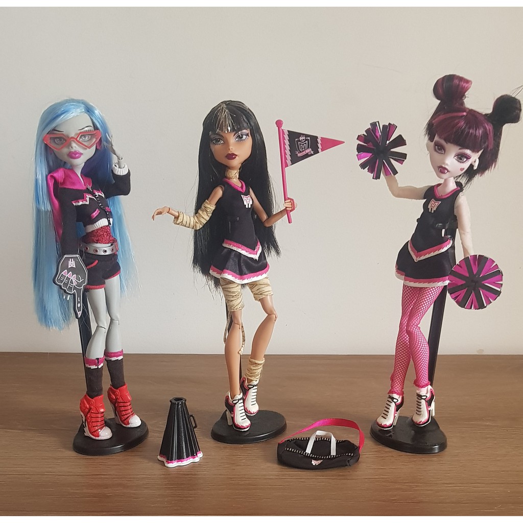 Trio de Bonecas Monster High Líderes de Torcida Fearleading Ghoulia ...