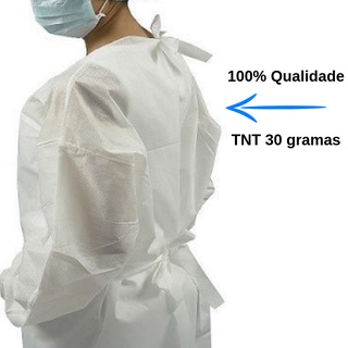 Kit 50 un Avental Descartavel Manga Longa Capote Tnt 30gr | Shopee Brasil