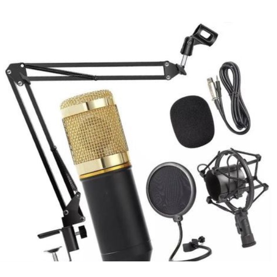 Microfone Estúdio Bm800 Dourado e Preto Condensador Suporte Articulado ...