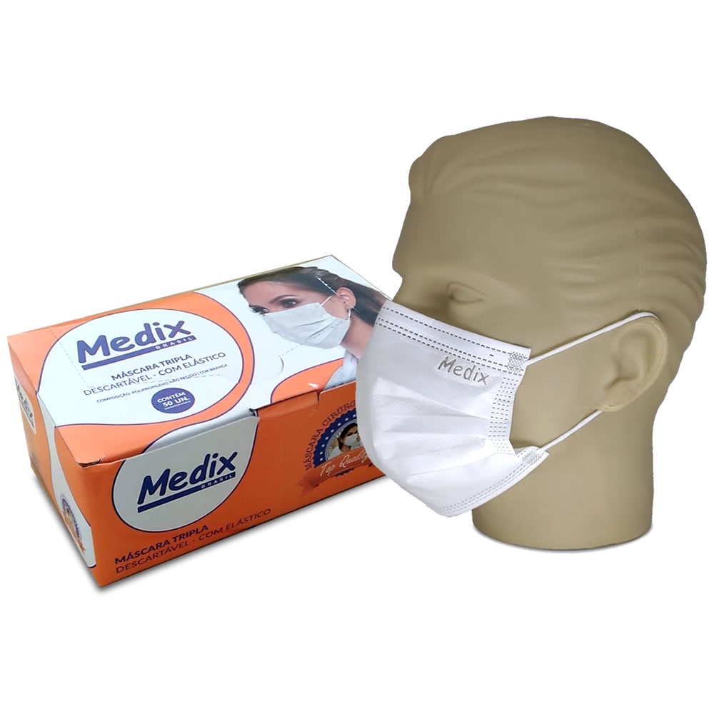 Mascara Medix Tripla Camada C/elastico C/anvisa Cor Branca C/50 ...