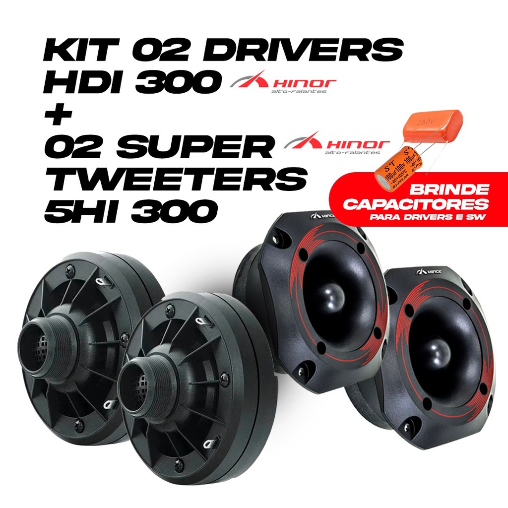 Kit 02 Drivers Hdi 300 + 02 Super Tweeters 5hi 300 | Shopee Brasil