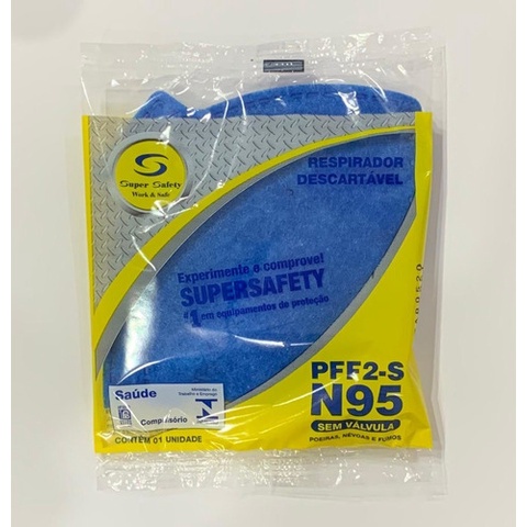 Mascara PFF2 Sem Valvula N95 AZUL Super Safety Elastico Nuca CA44241 ...
