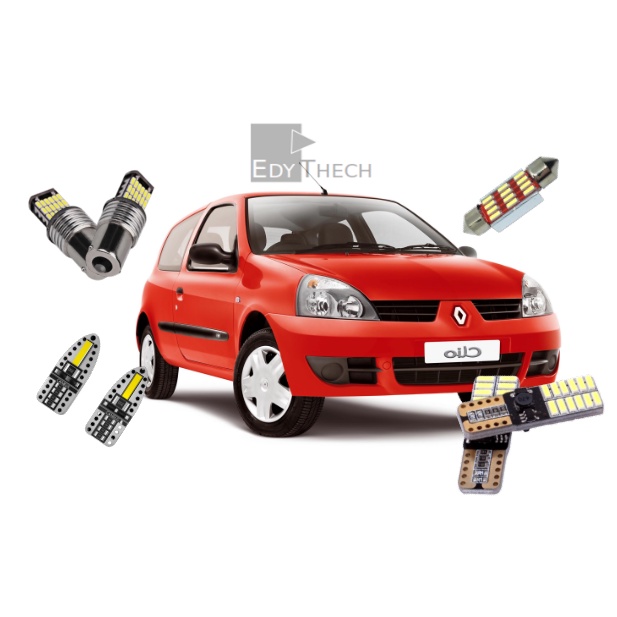 kit Lâmpada Led Renault Clio Super Branca T10 Farol, Farolete, Ré Carro ...