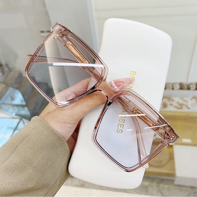 New Vintage Square Oversized Sunglasses Women Men Transparent Gradient Sun Glasses Big Frame ...