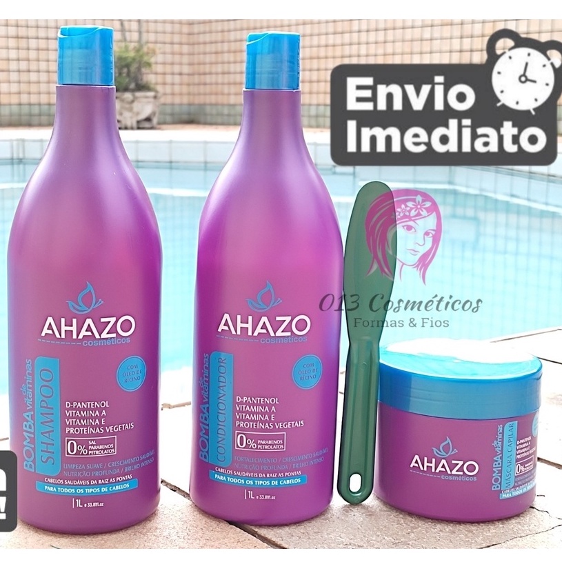 Bomba de Vitaminas Shampoo Condicionador 2L e Mascara 500G Ahazo ...