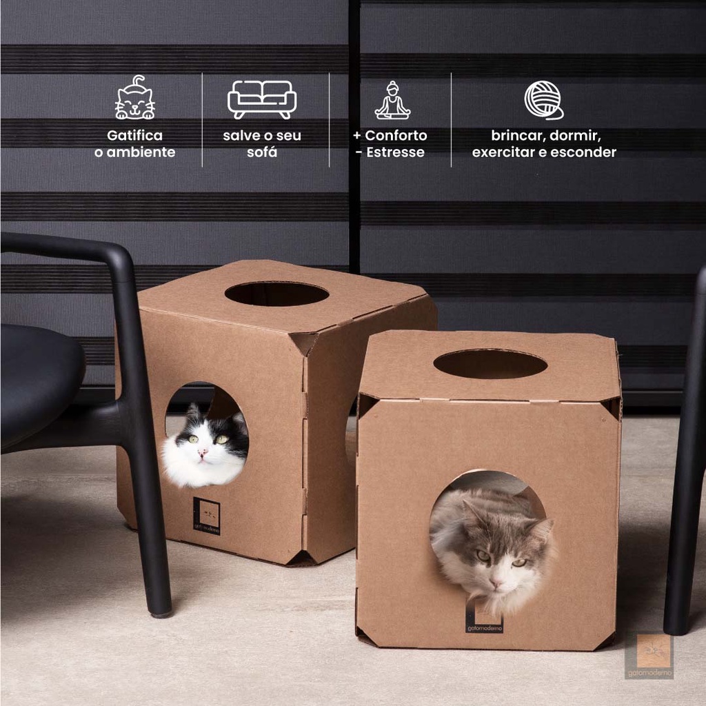 Brinquedo Gato Caixa Nicho Labirinto Box Cubo Toca Gatos Pet Gatos ...