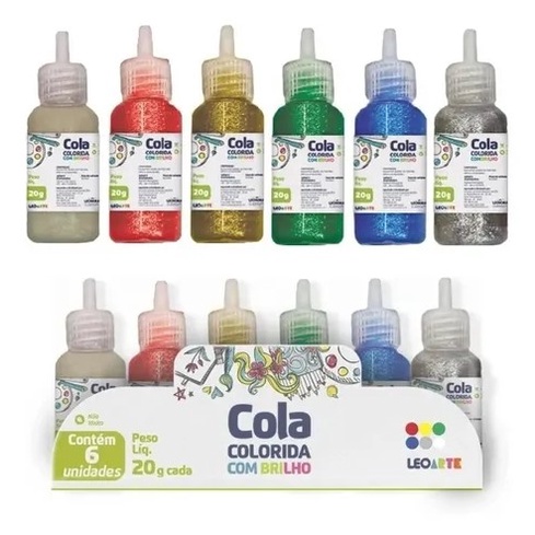 COLA COM BRILHO 25g CX C/6 CORES 4367 LEO E LEO | Shopee Brasil