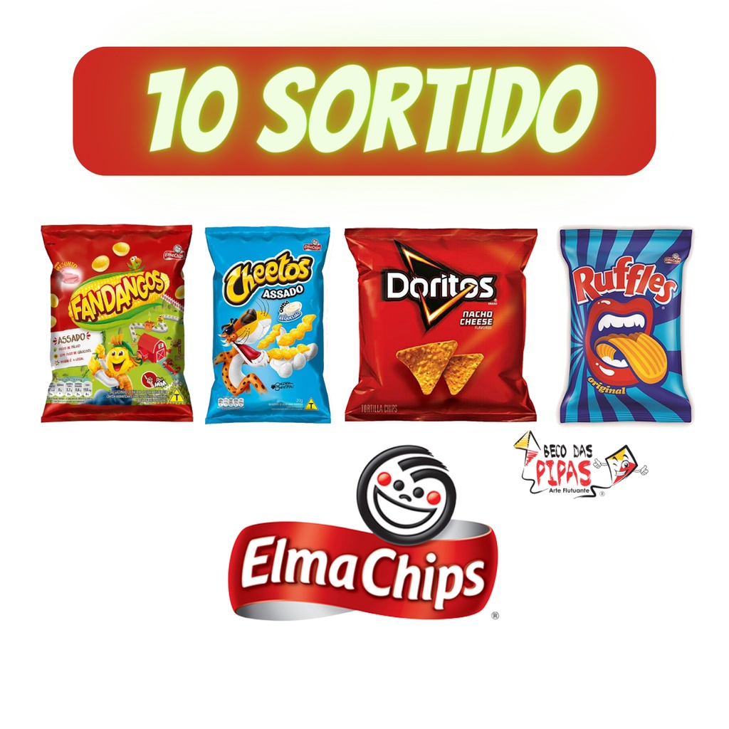 Biscoitos Salgadinhos Elma Chips Cheetos Ruffles Fandangos Doritos Pepsico com 10 | Shopee Brasil