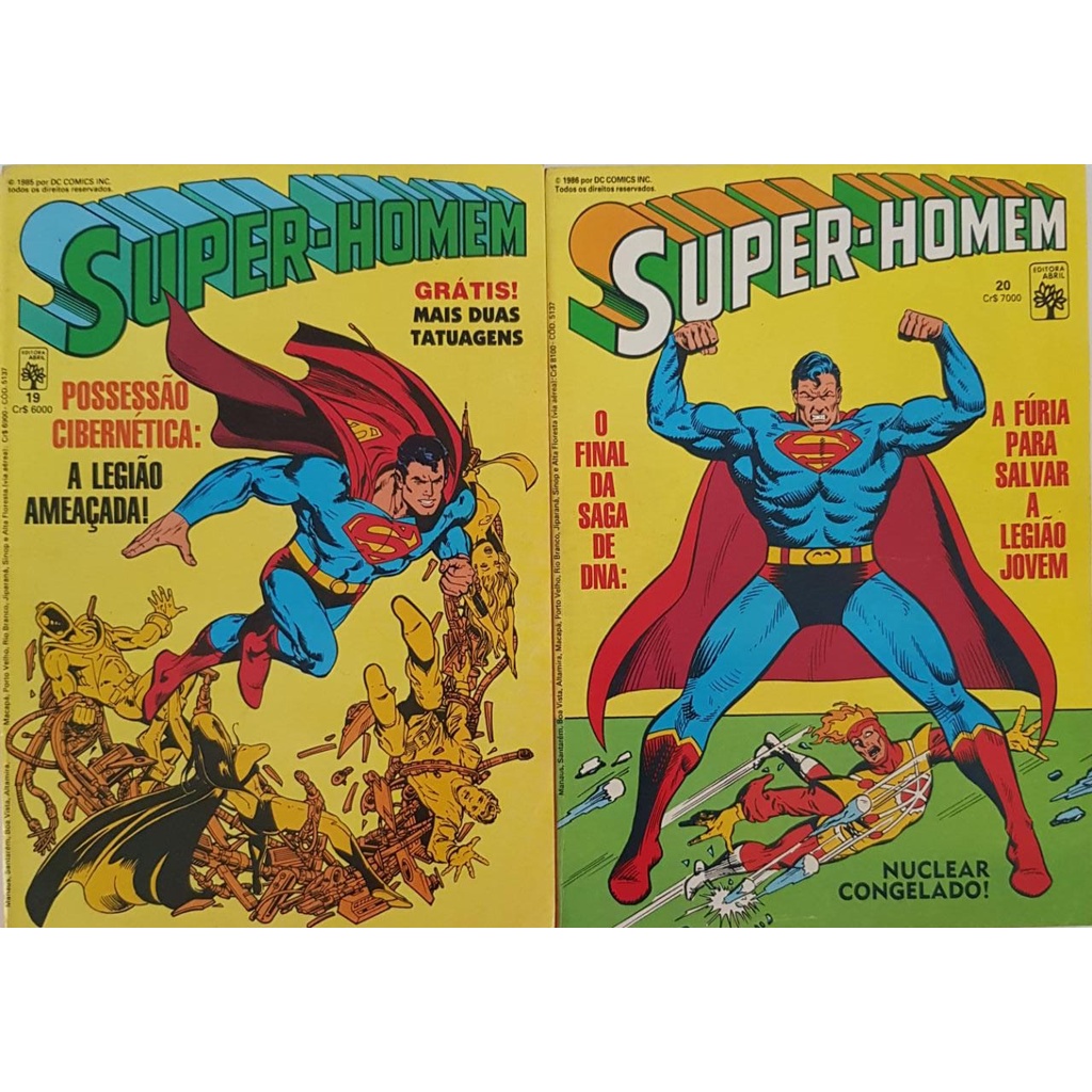 Super-Homem - Superman - DC - Edições 1985 e 1986 - Números #19 e #20 ...