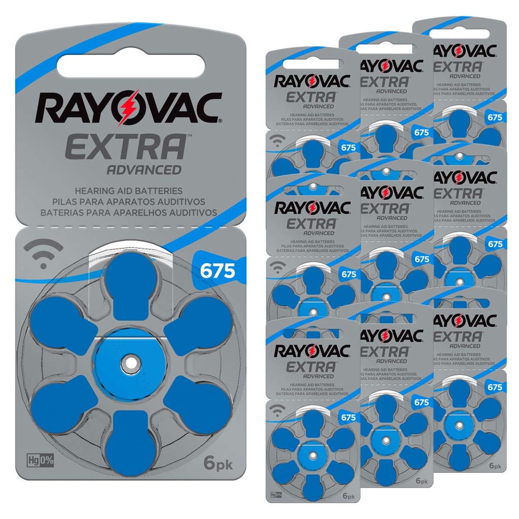 60 Pilhas Baterias Auditiva 675 Rayovac Pr44 Aparelho Auditivo - 10 ...