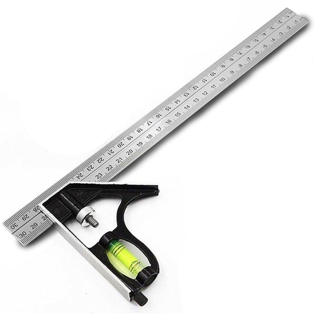 Esquadro Ajustável Combinado Inox Alumínio C/ Nível Régua - Escorrega o ...