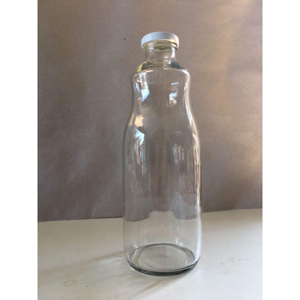 Kit 05 Garrafas de Vidro Suco 1 Litro Com tampa de Metal Branca ...