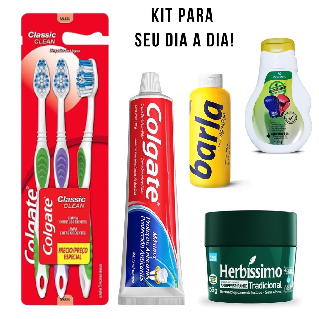 Kit Desodorante Talco Creme Dental Escova de Dente Gel para Dor No ...