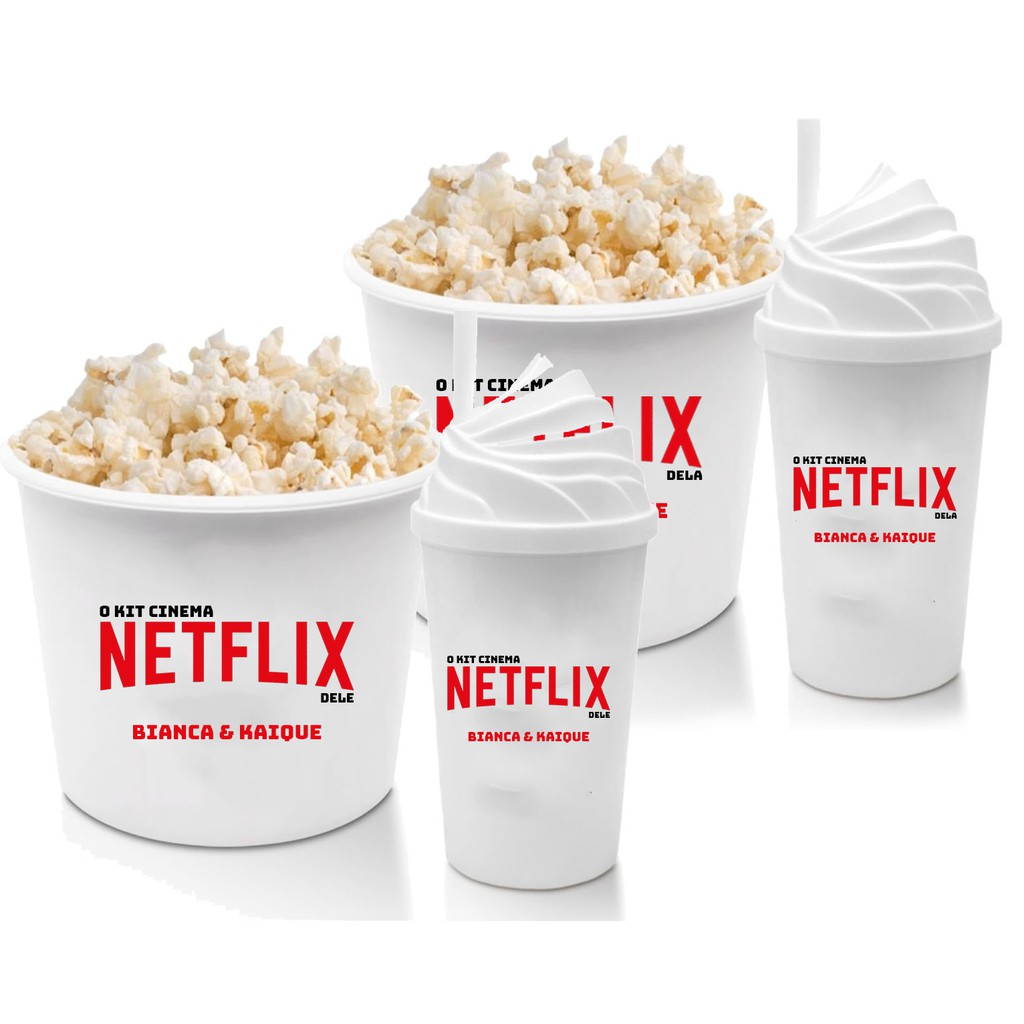 Kit Cinema Casal ( 2 Copos Chantilly + 2 Baldes de Pipoca NETFLIX com ...