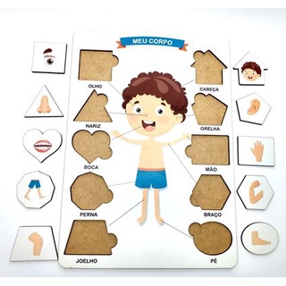 JOGO TABULEIRO PARTES DO CORPO HUMANO ENCAIXE MENINO MDF - Mega impress ...